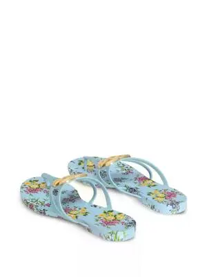 Dolce & Gabbana Floral Print Logo Flip-flops