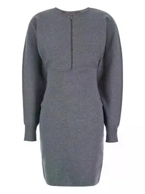 Max Mara Zip Crew-neck Dress - Grey