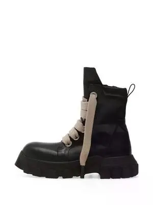 Rick Owens Leather Combat Boots - Black