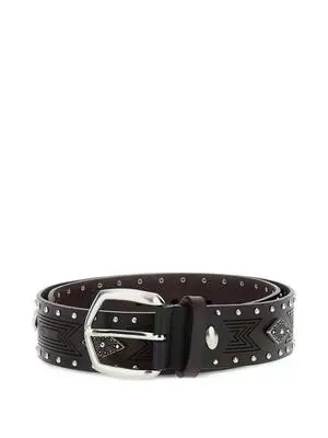 BAX LAB Studded Leather Belt - Brown