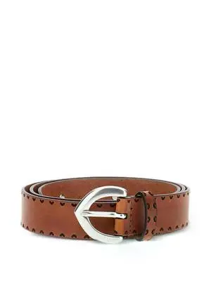 BAX LAB Studded Buckle Leather Belt - Brown