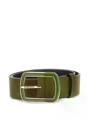 BAX LAB Enamelled Buckle Leather Belt - Green