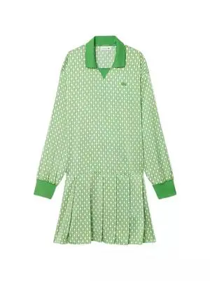 Lacoste Patterned Pleated Mini Dress - Green