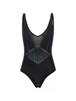 Elisabetta Franchi Openwork Geometric-details Bodysuit - Black