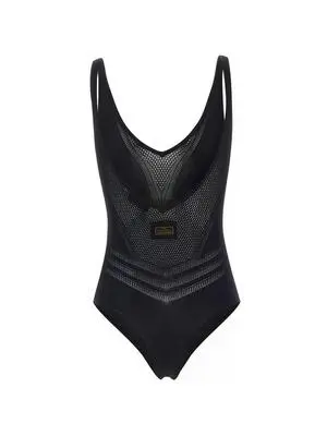 Elisabetta Franchi Openwork Geometric-details Bodysuit - Black