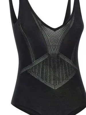 Elisabetta Franchi Openwork Geometric-details Bodysuit - Black