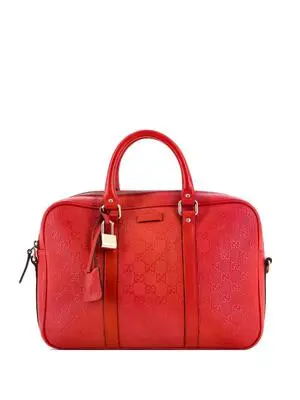 Gucci Signature Convertible Briefcase Guccissima Leather Medium Business Bag - Red