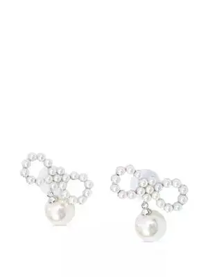 SELF-PORTRAIT White Pearl Bow Earrings