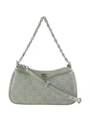 Gucci Small Gg Denim Ophidia Satchel - Green