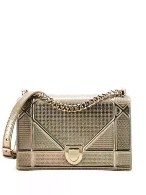 Dior Diorama Flap Bag Cannage Embossed Calfskin Medium Shoulder Bag - Metallic