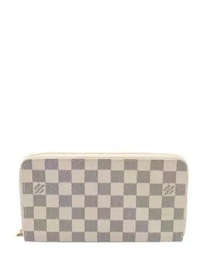 LOUIS VUITTON 2007 Damier Azur Zippy Wallet Long Wallets - White