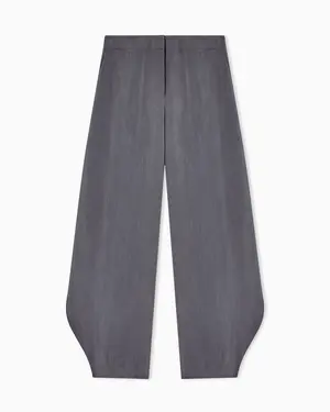 Giorgio Armani Washed Silk Trousers With Rounded Hem - Grey