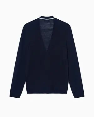 Giorgio Armani Linen And Silk Cardigan - Navy Blue