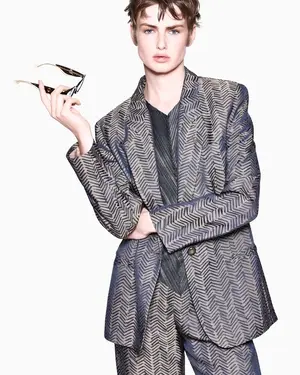 Giorgio Armani Viscose Chevron Jacquard Trousers