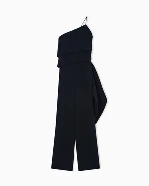 Giorgio Armani One-shoulder Silk Cady Jumpsuit - Black