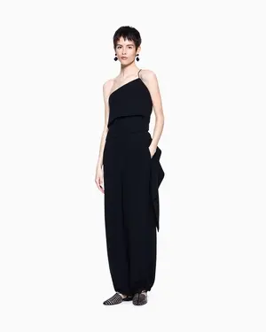 Giorgio Armani One-shoulder Silk Cady Jumpsuit
