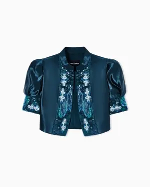 Giorgio Armani Embroidered Linen And Silk Bolero - Patterned