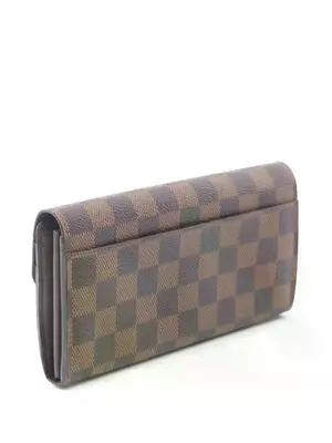 LOUIS VUITTON 2016 Damier Ebene Sarah Wallet Long Wallets