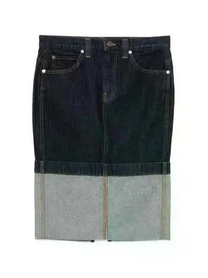 Khaite Kilian Two-tone Denim Midi Skirt - Blue
