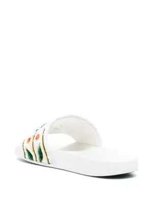 Casablanca Floral-embroidered Slides