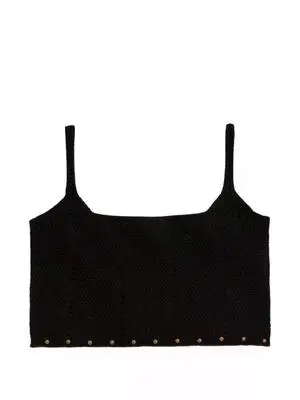 A PAPER KID Studded Knitted Top - Black