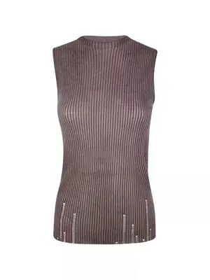 UMA WANG Ribbed Sleeveless Top - Brown