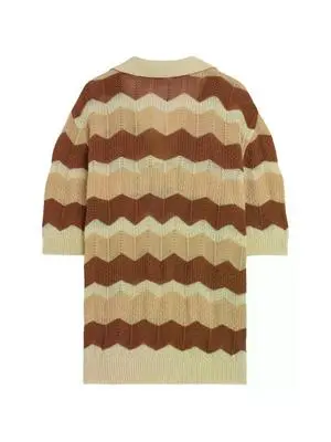 A PAPER KID Chevron Knit Polo Shirt - Neutrals