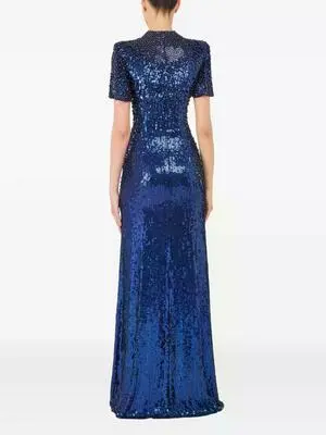 Jenny Packham Jourdain Sequin-embellished Maxi Dress - Blue