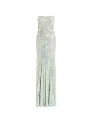 Jenny Packham Sequin-embellished Strapless Maxi Dress - Silver