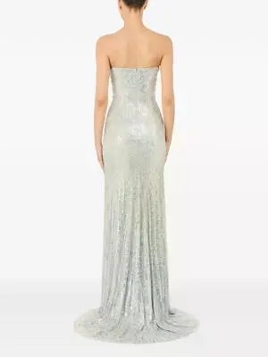 Jenny Packham Sequin-embellished Strapless Maxi Dress - Silver