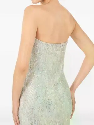 Jenny Packham Sequin-embellished Strapless Maxi Dress - Silver