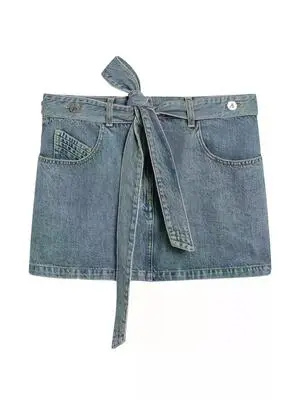 Attico Belted Denim Mini Skirt
