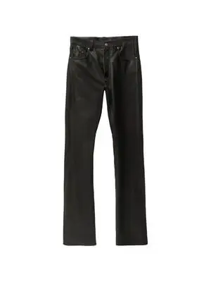 Versace Plongé Leather Straight-leg Pants - Black