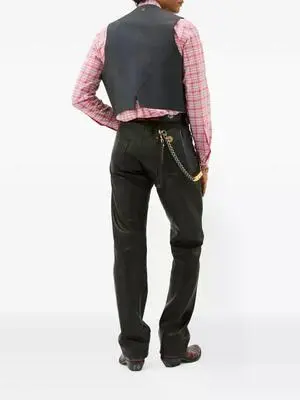 Versace Plongé Leather Straight-leg Pants - Black