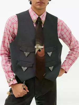 Versace Wool-mohair Vest With Metal Trim