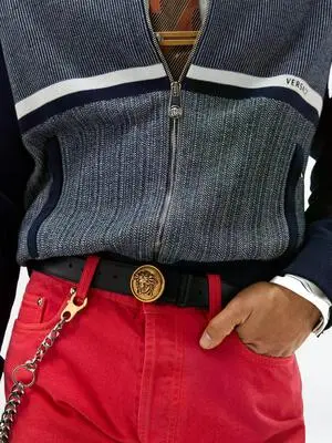 Versace Leather Belt With Medusa Buckle
