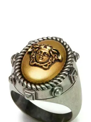 Versace Medusa Cameo Ring With Antique Galvanised Finish