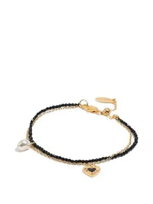 Bimba Y Lola Heart Charm Beaded Bracelet - Black