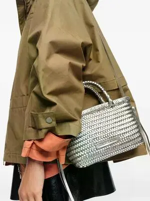 Bimba Y Lola Braided-handle Leather Tote Bag - Silver