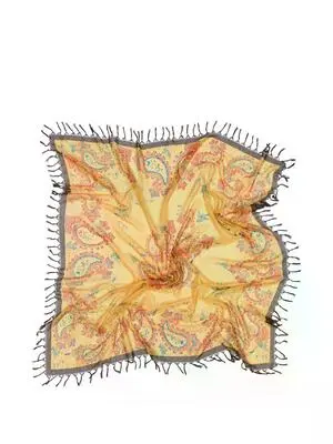 Bimba Y Lola Paisley Fringed Scarf - Yellow