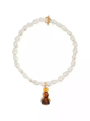 Bimba Y Lola Stones Rabbit Pendant Necklace - White