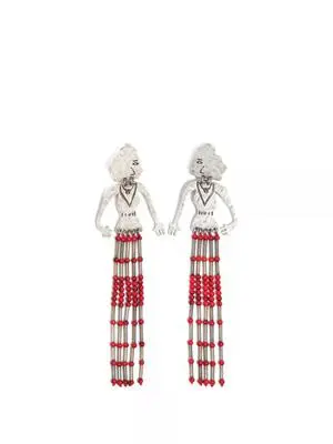 Bimba Y Lola Silhouette Beaded Clip-on Earrings - Silver