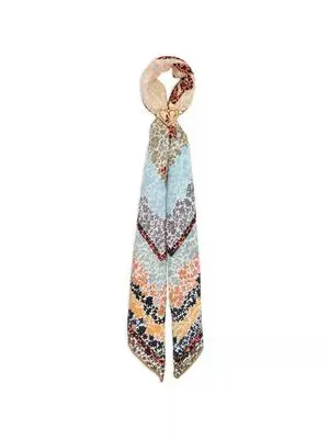 Bimba Y Lola Floral-print Heart-ring Scarf - Neutrals