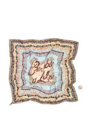Bimba Y Lola Floral-print Heart-ring Scarf - Neutrals