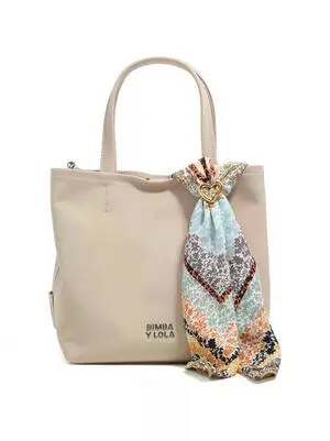 Bimba Y Lola Floral-print Heart-ring Scarf - Neutrals