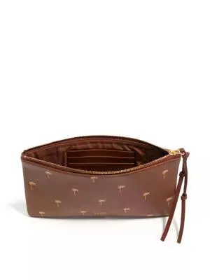 Bimba Y Lola Palms Large Leather Make Up Bag - Brown