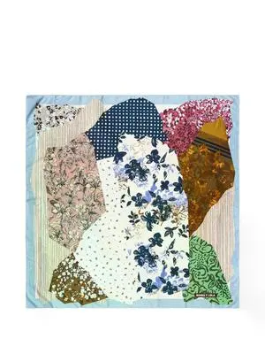 Bimba Y Lola Patchwork-patterned Scarf - Blue
