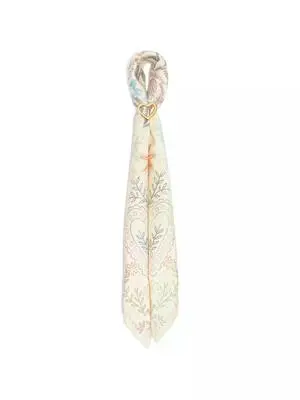 Bimba Y Lola Floral-print Scarf With Charm - Neutrals