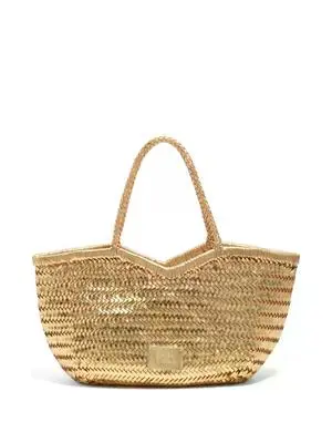 Bimba Y Lola Large Leather Tote Bag With Woven Top Handles