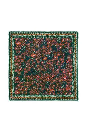 Bimba Y Lola Floral Fringed Scarf - Green